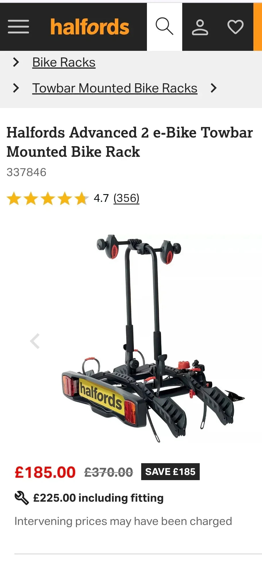 (Copy) Halfords Advanced 2 EBike Carrier New – Roof Boxed